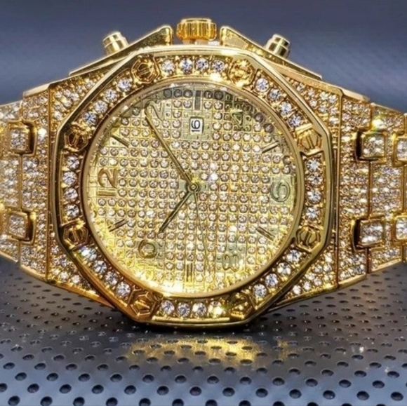 Accessories | Iced Out Mens Luxury Quartz Waterproof Goldplated Cz Hip ...